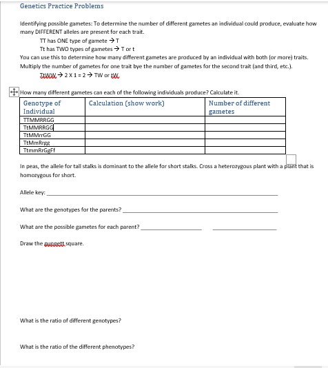 Solved Genetics Practice ProblemsIdentifying possible | Chegg.com