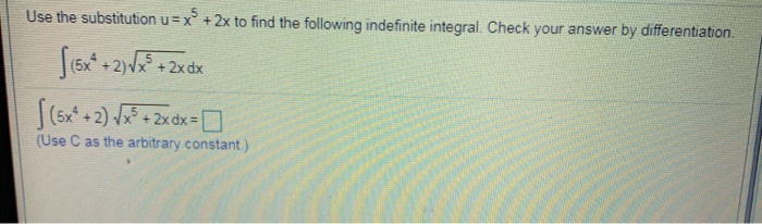Solved Use the substitution u x +2x to find the following | Chegg.com