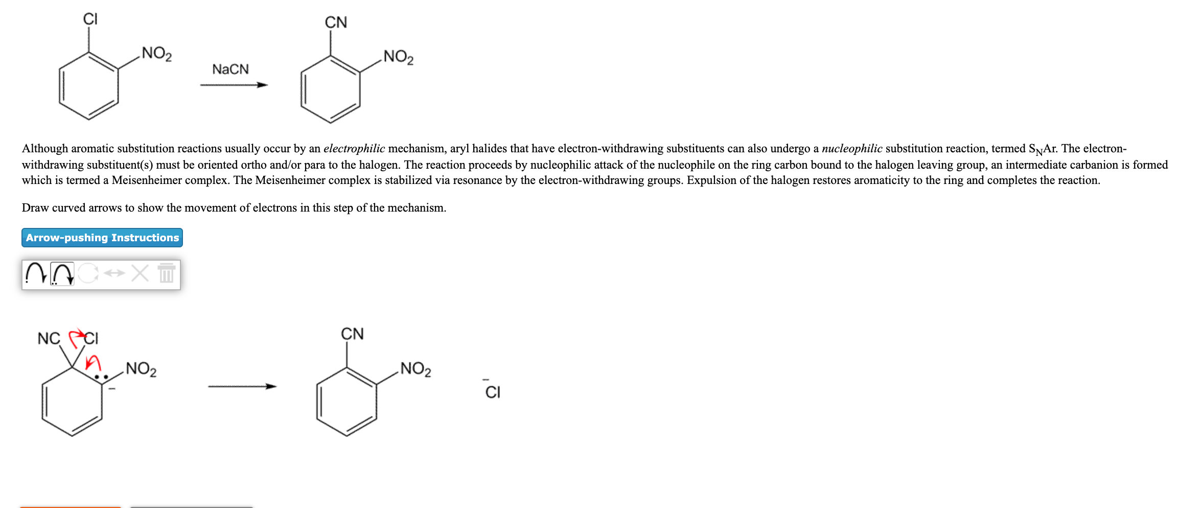 Solved NO2 &aga NaCN Although aromatic substitution | Chegg.com