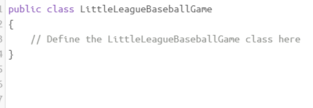 Create a class named BaseballGame that contains data | Chegg.com