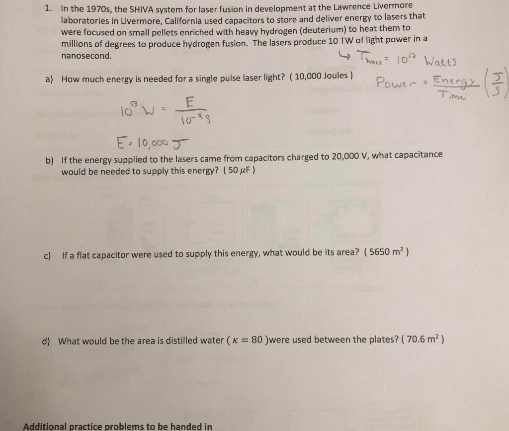 Solved 1. In the 1970s, the SHIVA system for laser fusion in | Chegg.com