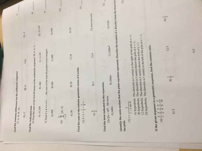 Solved Find the common difference for the arithmetic | Chegg.com