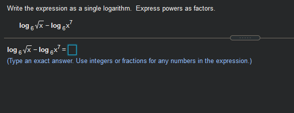Solved Write the expression as a single logarithm. Express | Chegg.com