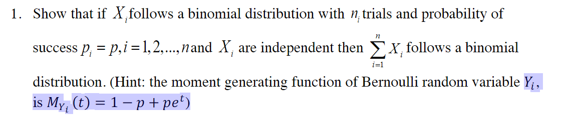 Solved Show that if X_(i) follows a binomial distribution | Chegg.com