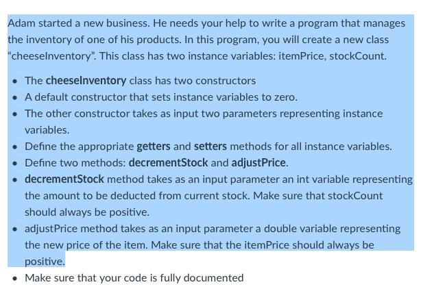 Solved Adam started a new business. He needs your help to | Chegg.com