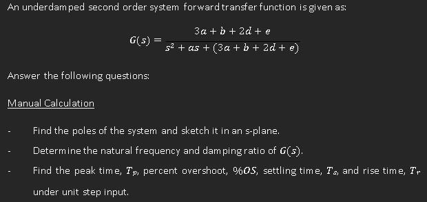 Solved An underdamped second order system forward transfer | Chegg.com