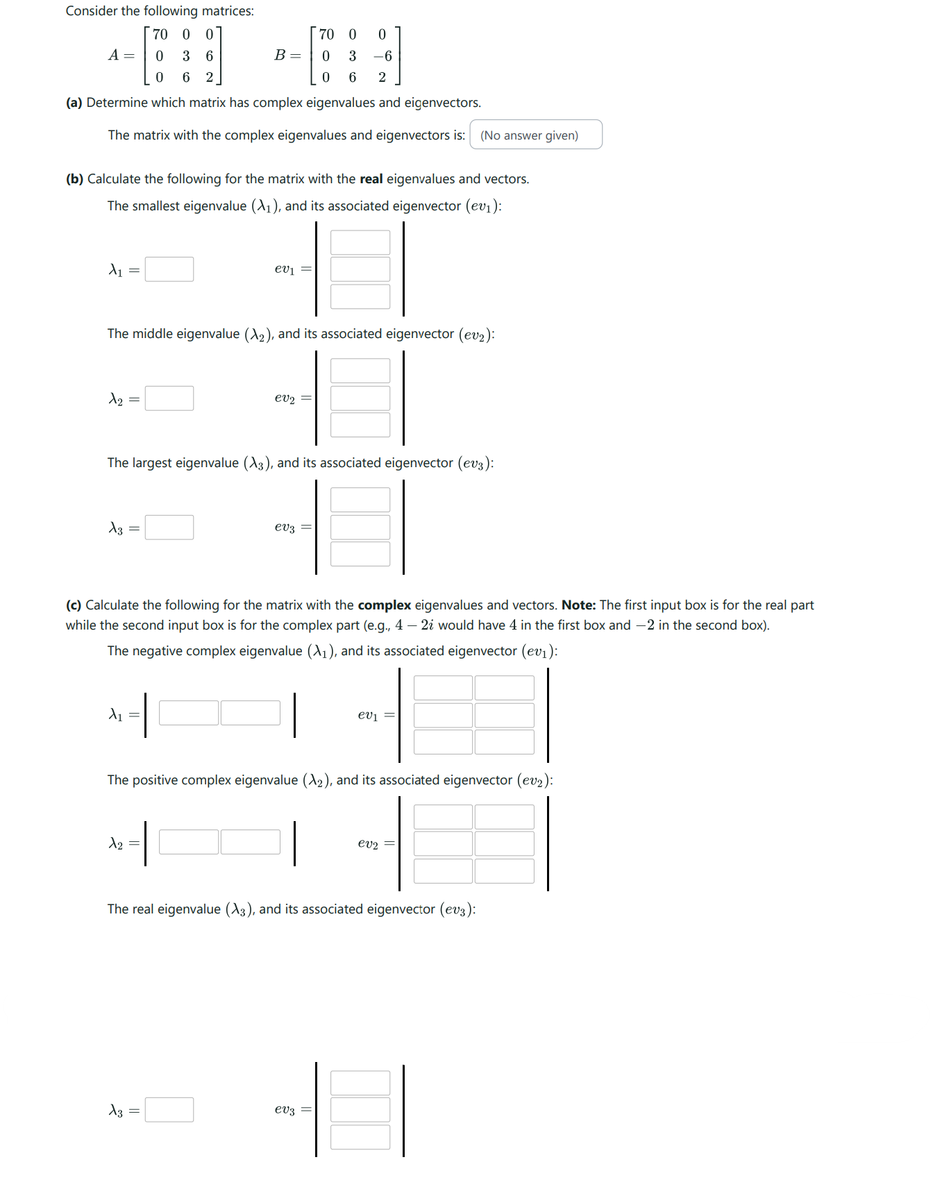 Solved Consider the following matrices: | Chegg.com