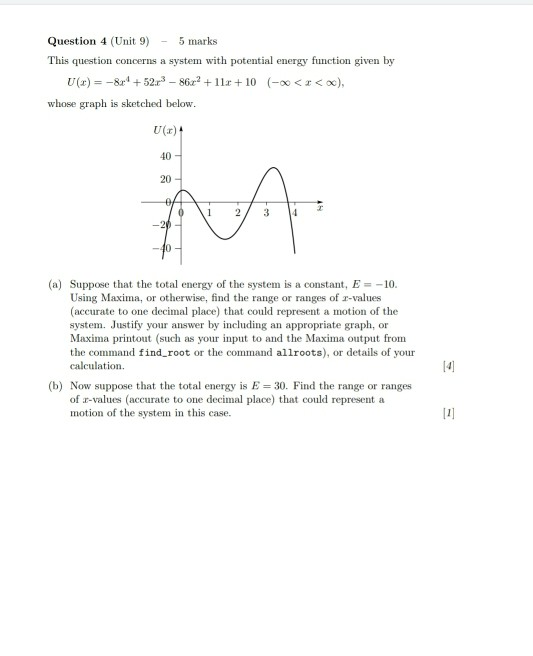 Solved Question 4 (Unit 9) - 5 marks This question concerns | Chegg.com