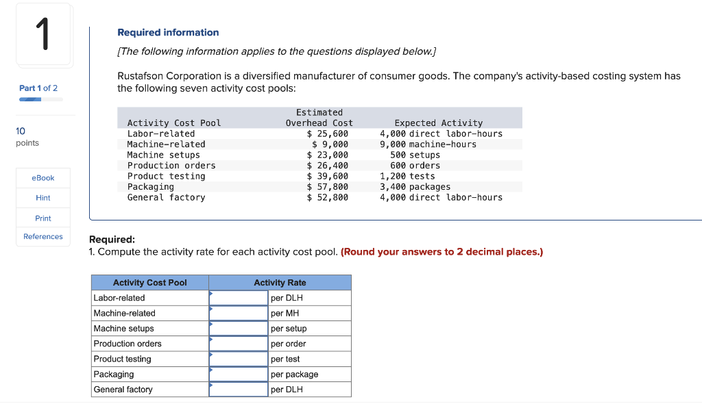 Solved Part 1 of 2 10 points eBook Hint Print References | Chegg.com