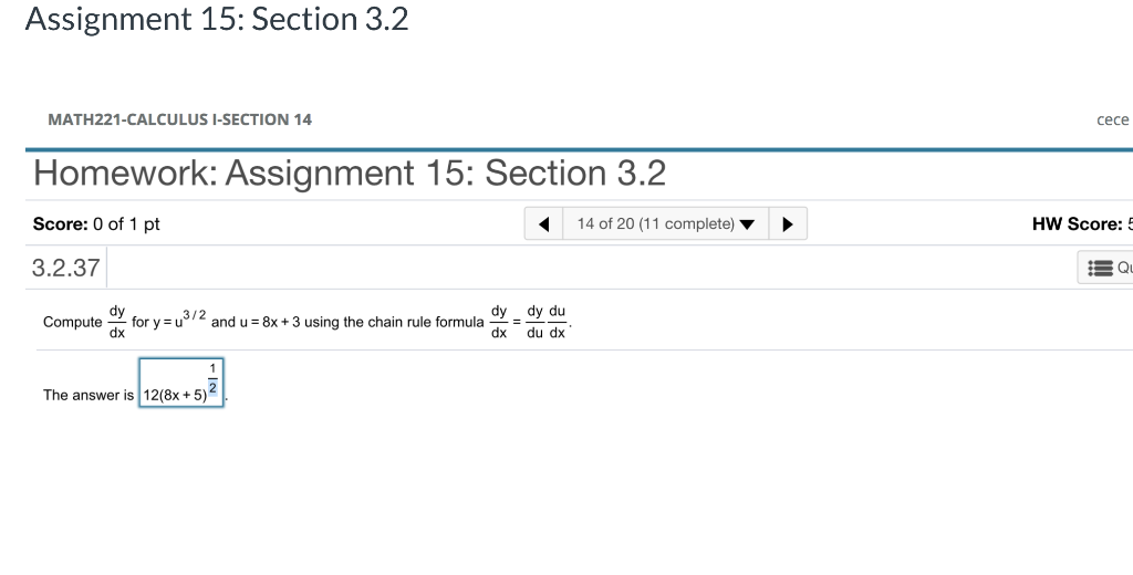 Solved Assignment 15: Section 3.2 MATH221-CALCULUS I-SECTION | Chegg.com