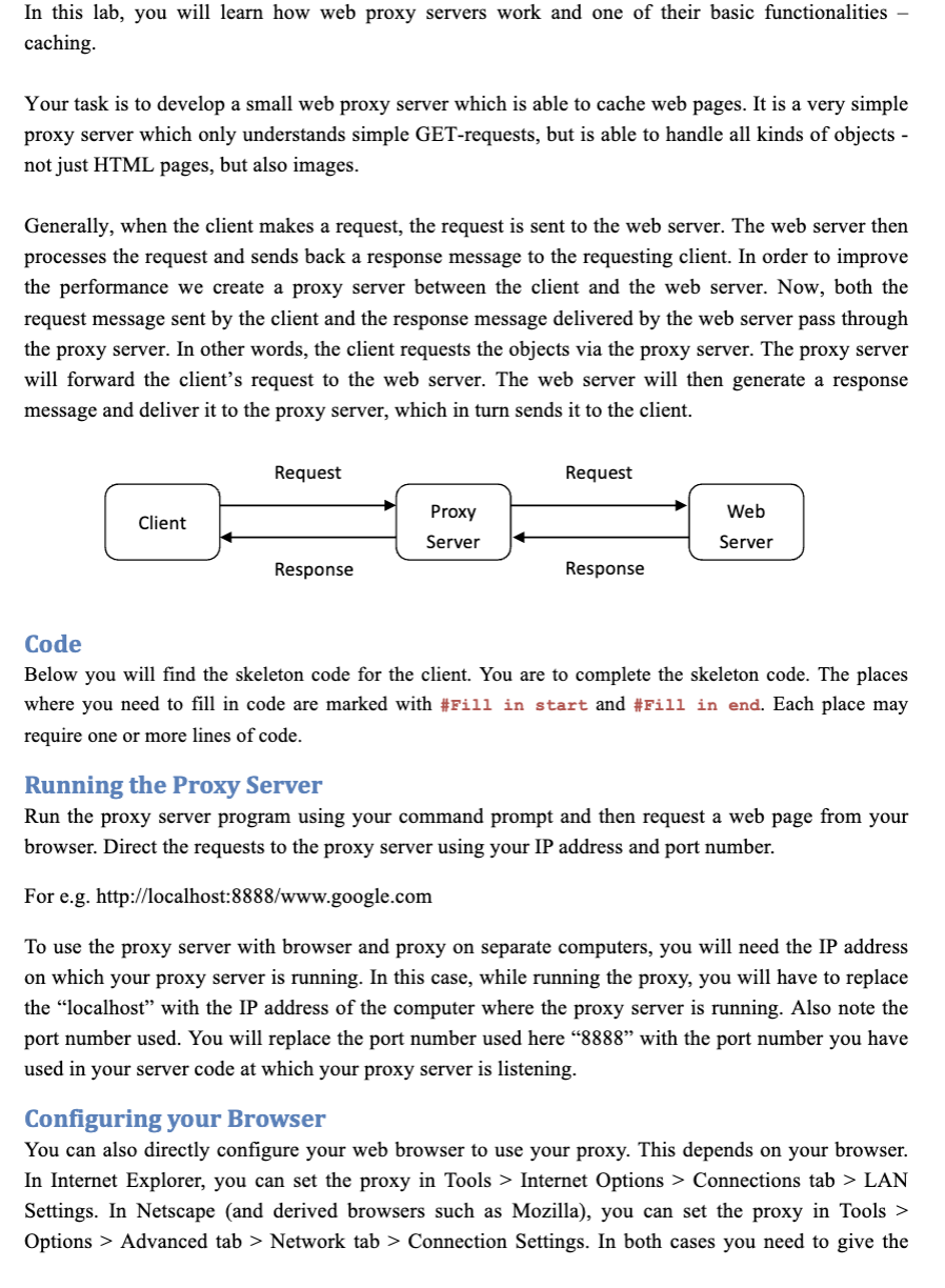 Solved In this lab, you will learn how web proxy servers | Chegg.com