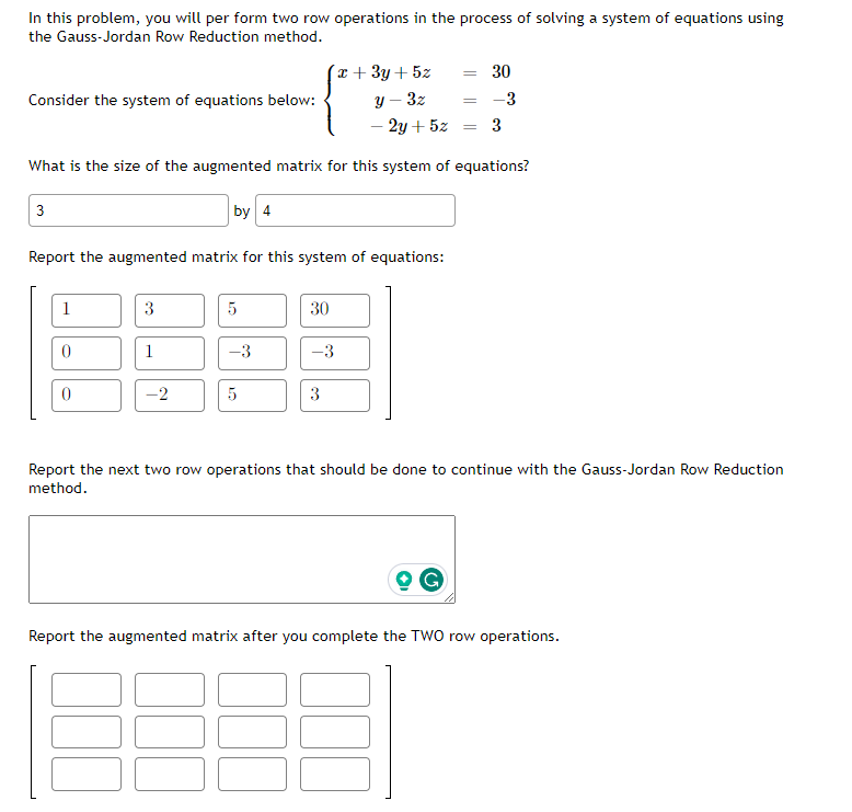 Solved In this problem, you will per form two row operations | Chegg.com
