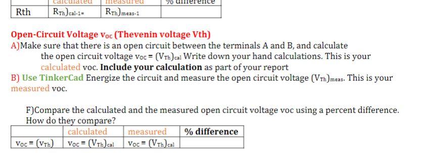 measu 70 Rth RTh) cal-1= RTh) meas-1 Open-Circuit | Chegg.com