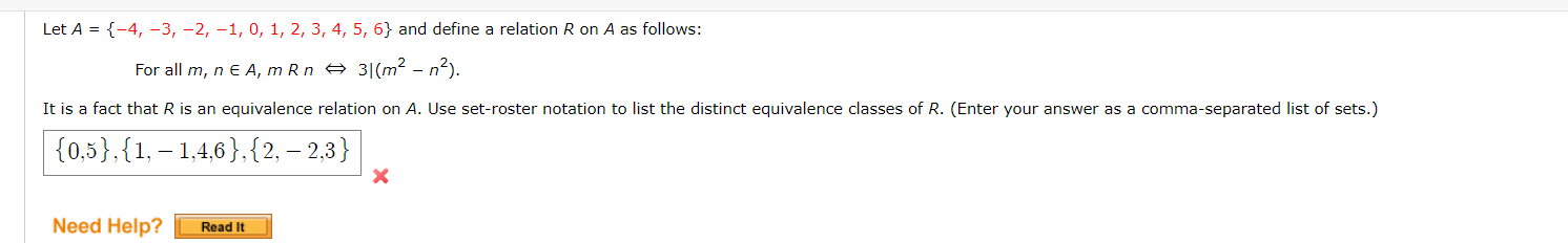 Solved Let A = {−4, −3, −2, −1, 0, 1, 2, 3, 4, 5, 6} and | Chegg.com