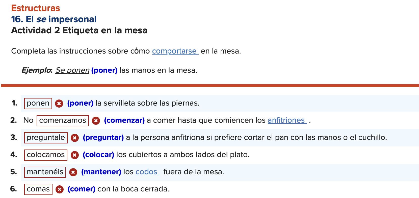 Estructuras 16. El se impersonal Actividad 2 Etiqueta | Chegg.com