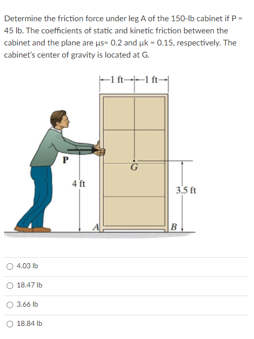 Solved Determine the friction force under leg A of the | Chegg.com