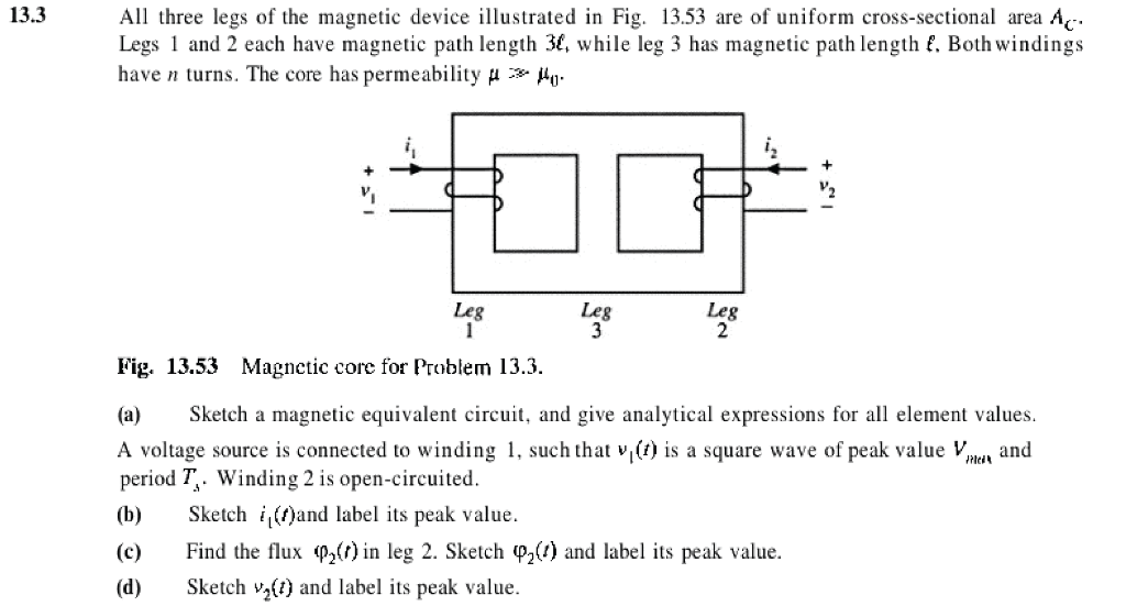 Solved All three legs of the magnetic device illustrated in | Chegg.com