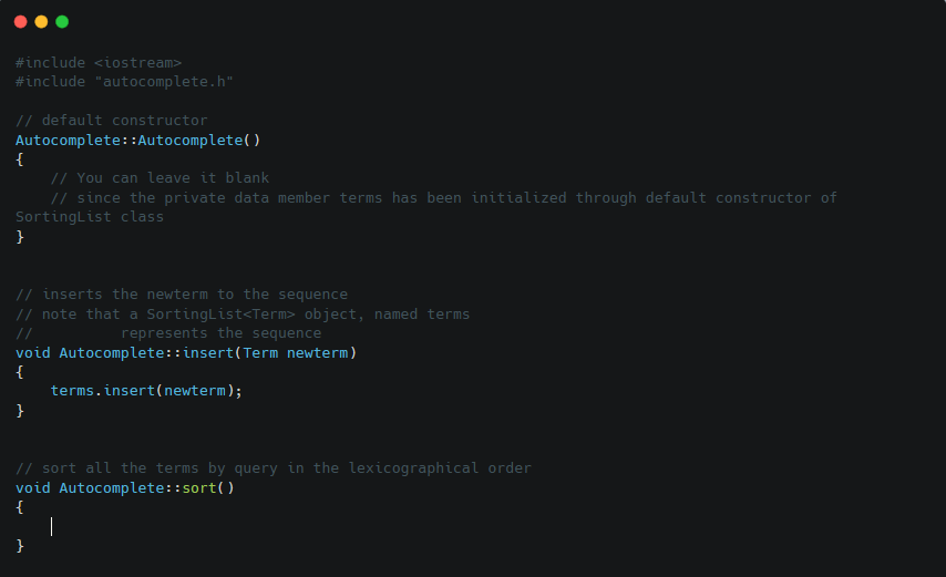 Solved 000 \#include \#include "autocomplete.h" // default | Chegg.com