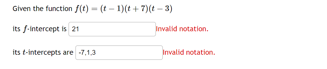 Solved Given the function f(t)=(t-1)(t+7)(t-3)its | Chegg.com