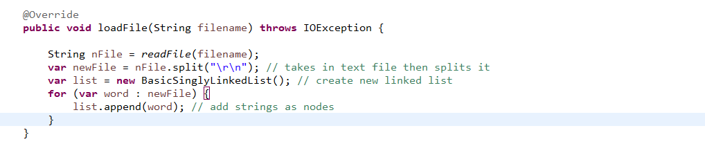 Solved This is my code , I am suppose to load text from a | Chegg.com