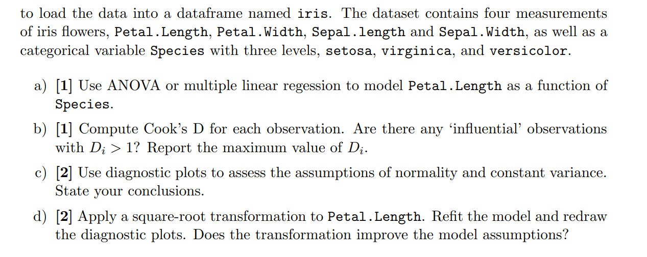 Solved 2) This question deals with the iris dataset | Chegg.com