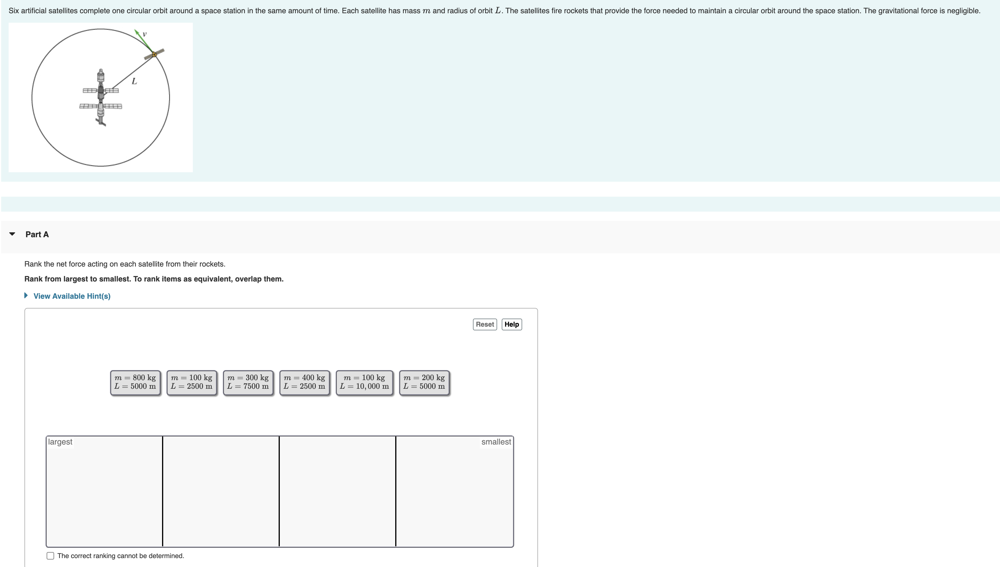 Solved ∇ Part A Rank the net force acting on each satellite | Chegg.com
