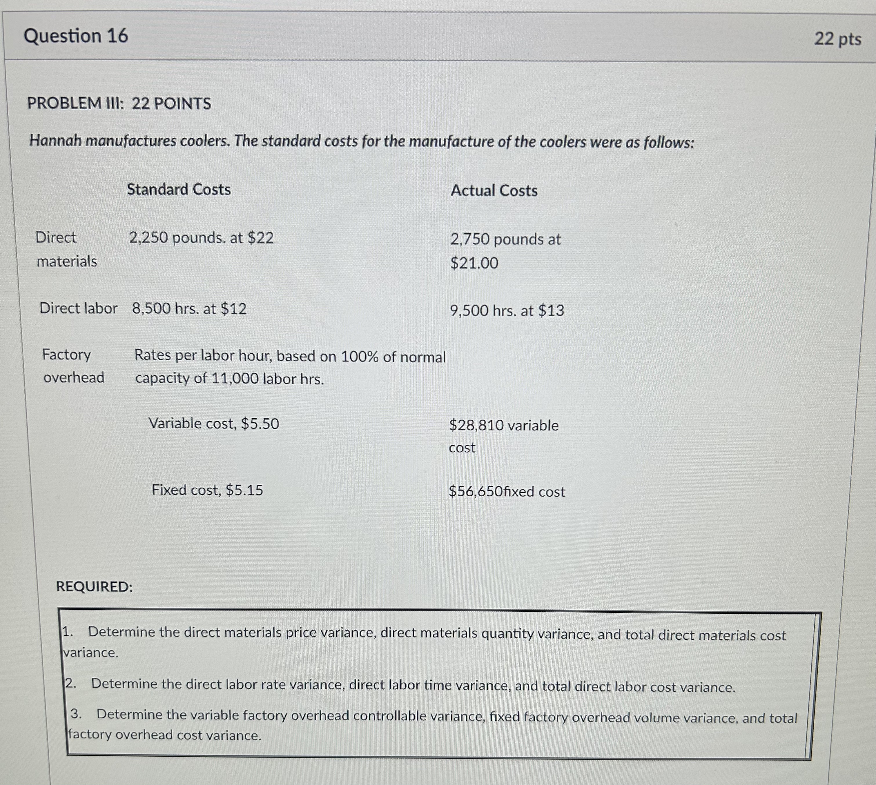 Determine the direct materials price variance, direct | Chegg.com