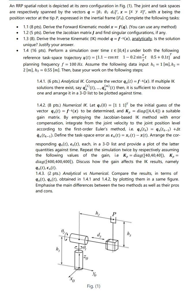 Solved An RRP spatial robot is depicted at its zero | Chegg.com