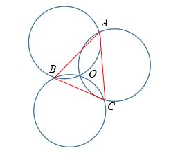 Solved Three circles through the point O and of radius | Chegg.com
