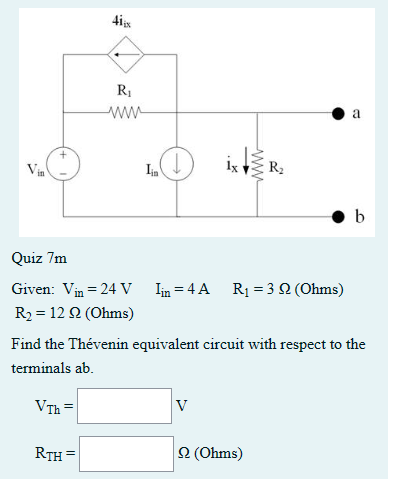 Given: Vin =24V,Iin =4A,R1=3Ω(Ohms)R2=12Ω (Ohms) | Chegg.com