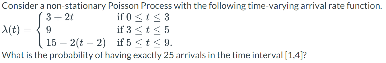 Solved Consider a non-stationary Poisson Process with the | Chegg.com