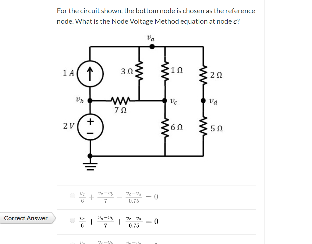 Solved For The Circuit Shown The Bottom Node Is Chosen As 