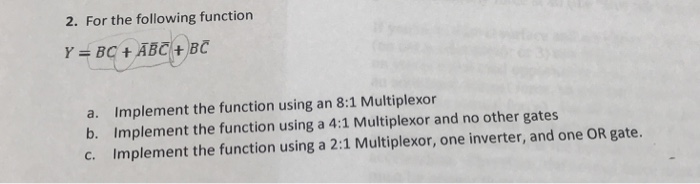 Solved 2. For the following function a. Implement the | Chegg.com