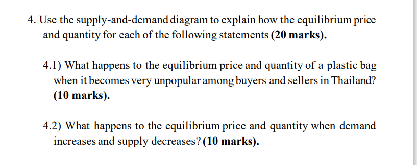 Solved 4. Use the supply-and-demand diagram to explain how | Chegg.com