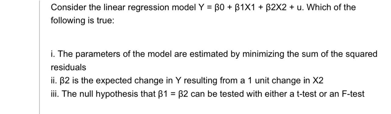 Solved = + Consider the linear regression model Y = BO + | Chegg.com