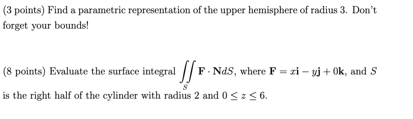 Solved (3 points) Find a parametric representation of the | Chegg.com