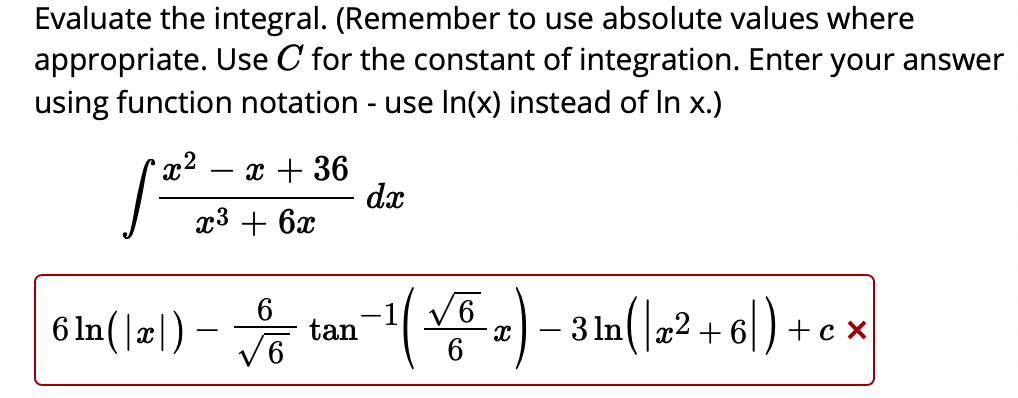 Solved Evaluate the integral. (Remember to use absolute | Chegg.com