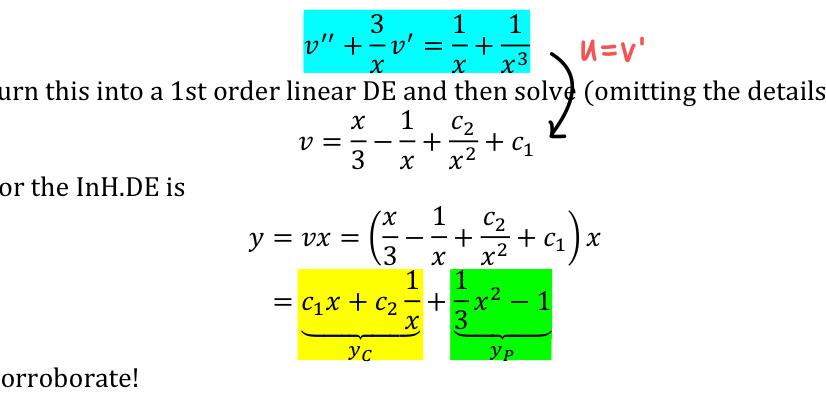 Solved v′′+x3v′=x1+x31,U=v′ this into a 1st order linear DE | Chegg.com