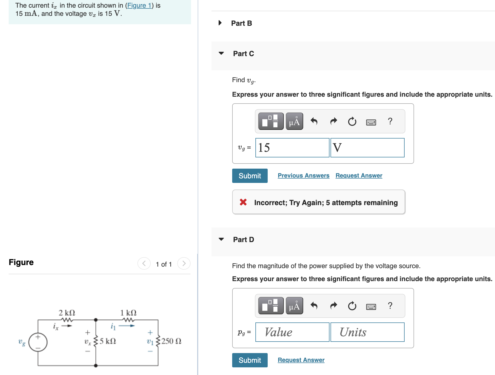Solved The current ix in the circuit shown in (Figure 1 ) is | Chegg.com