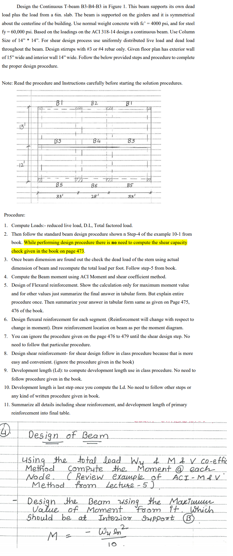 Solved Design the Continuous T-beam B3-B4-B3 in Figure 1. | Chegg.com