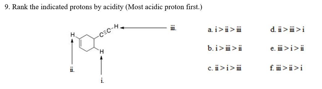 Solved 9. Rank the indicated protons by acidity (Most acidic | Chegg.com
