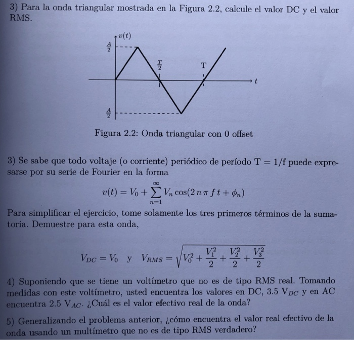 3) Para la onda triangular mostrada en la Figura 2.2, | Chegg.com