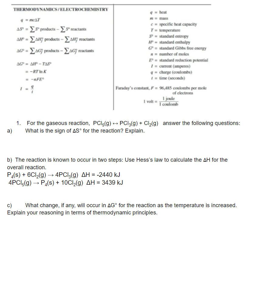 Solved THERMODYNAMICS/ELECTROCHEMISTRY 4 = MCAT 45º = sº | Chegg.com