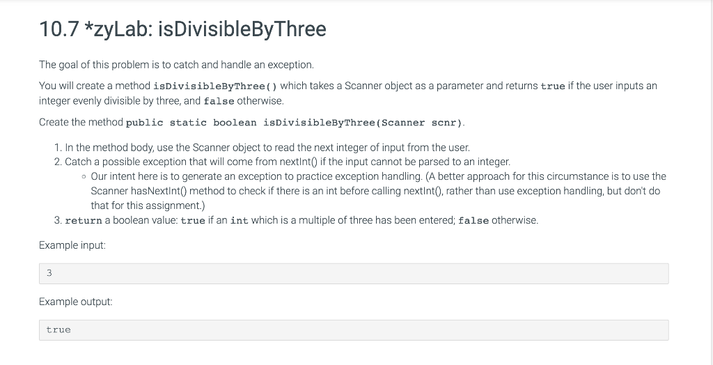 Solved 10.7 *zyLab: is DivisibleByThree The goal of this | Chegg.com