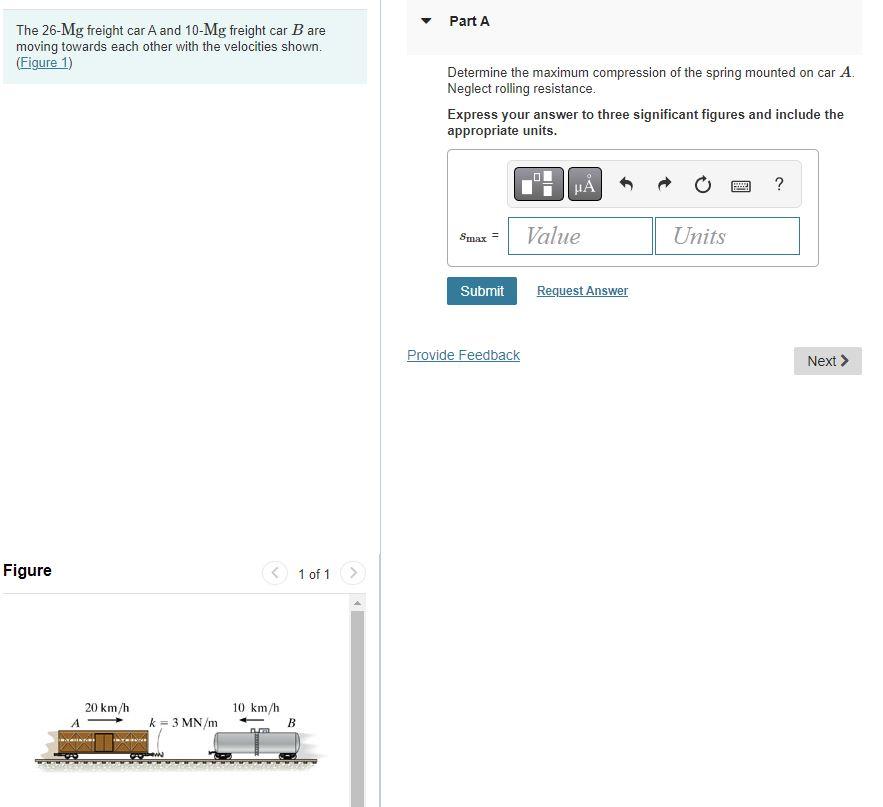 Solved The 26−Mg freight carA and 10−Mg freight car B are | Chegg.com