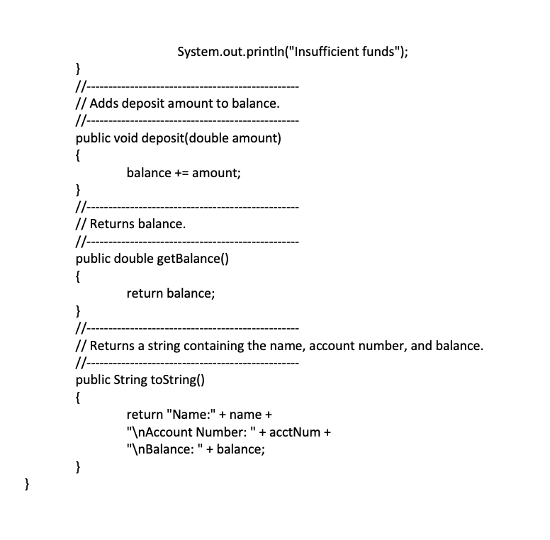 Solved Opening and Closing Accounts File Account.java (see | Chegg.com