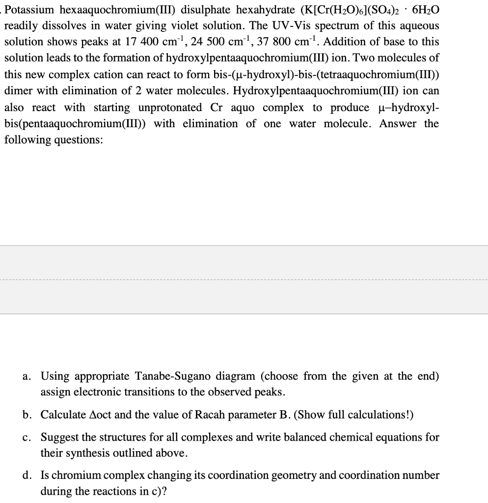 Potassium hexaaquochromium(III) disulphate | Chegg.com