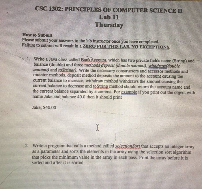 Solved CSC 1302: PRINCIPLES OF COMPUTER SCIENCE Lab 11 | Chegg.com