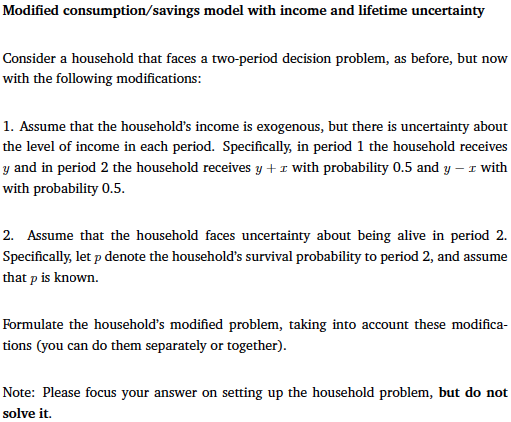 Solved Modified consumption/savings model with income and | Chegg.com