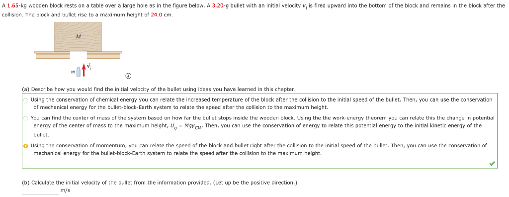 Solved of mechanical energy for the bullet-block-Earth | Chegg.com